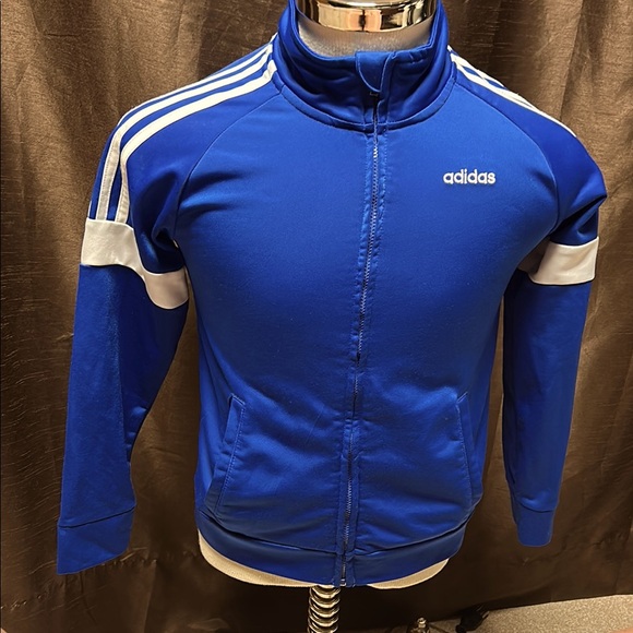 adidas | Shirts & Tops | Adidas Blue And White Lightweight Track Jacket ...